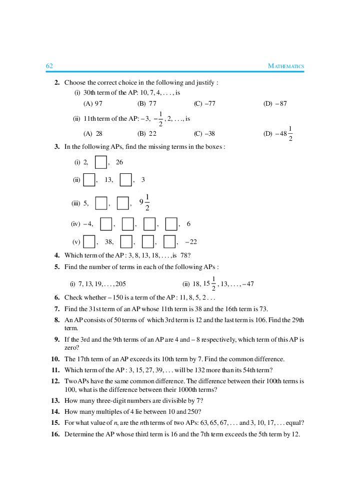 UP Board Book Class 10 Maths Chapter 5 Arithmetic Progressions