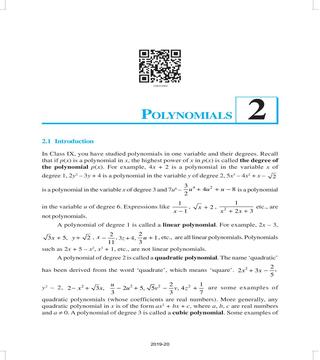 NCERT Book Class 10 Maths Chapter 2 Polynomials