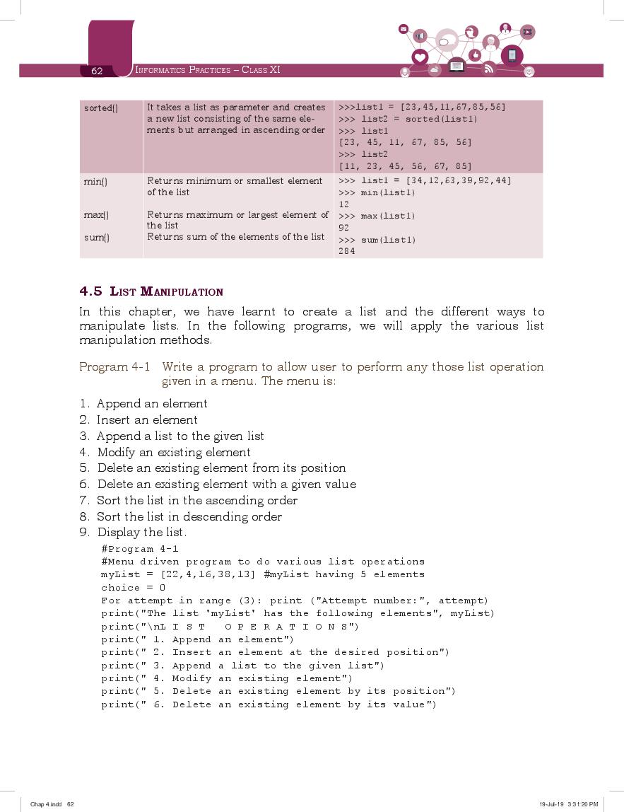 NCERT Book Class 11 Informatics Practices Chapter 4 Working With The 