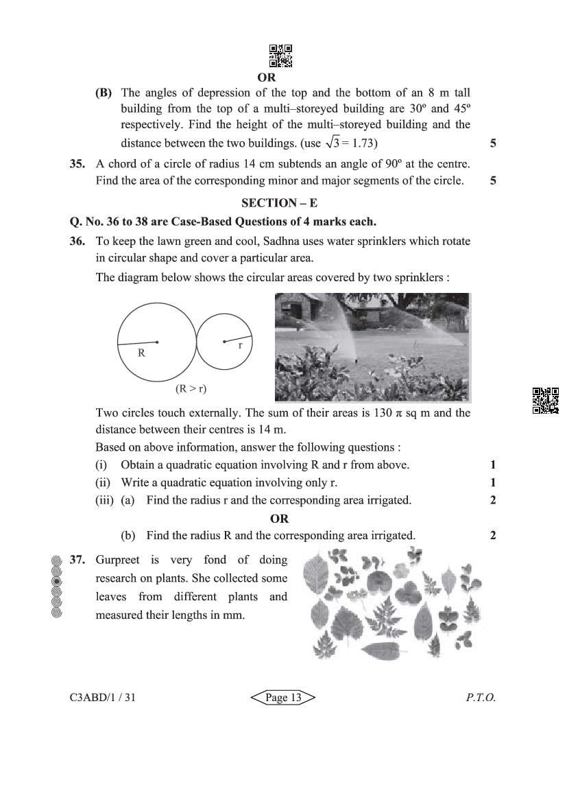Class 10 Maths Basic Question Paper 2024 (PDF) - Download 10th Annual ...