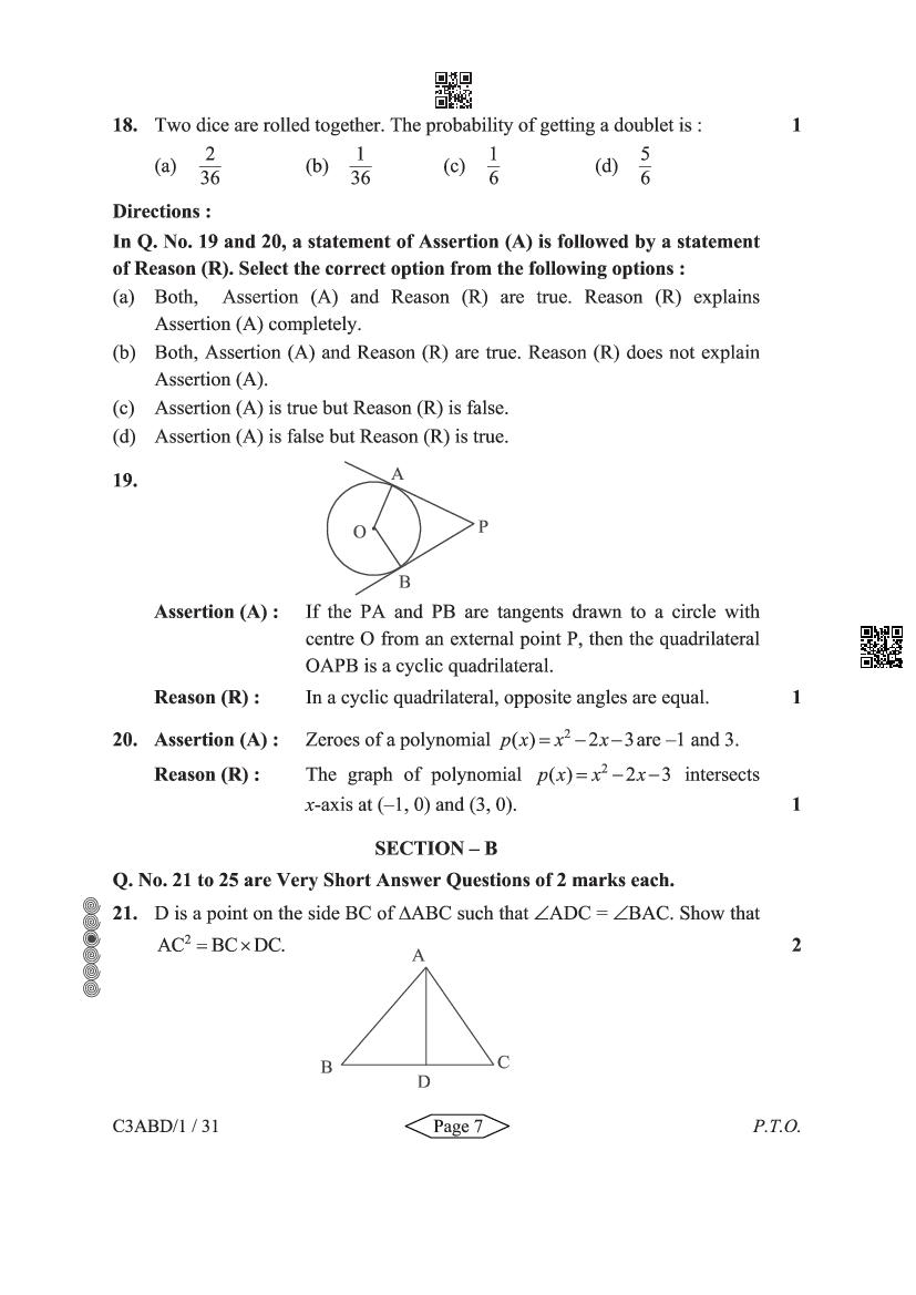Class 10 Maths Basic Question Paper 2024 (PDF) - Download 10th Annual ...