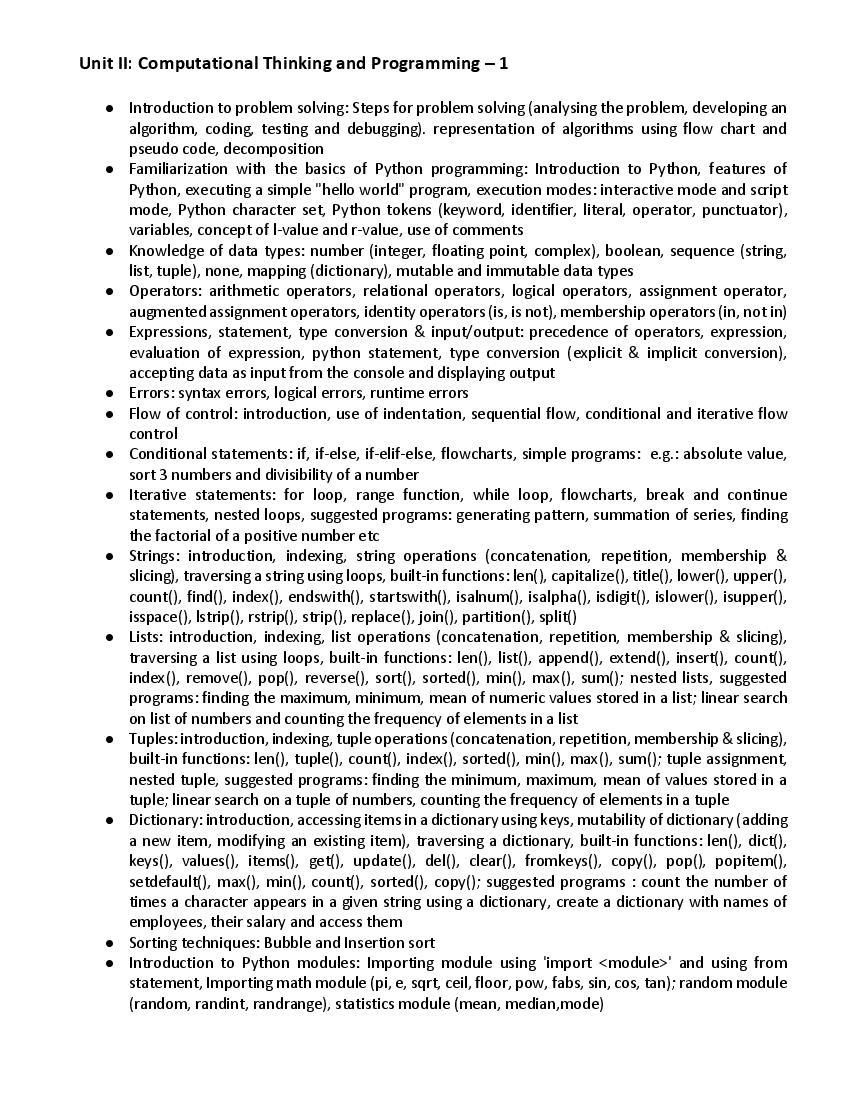 CBSE Syllabus for Class 11 Computer Science 2021-22 [Revised]