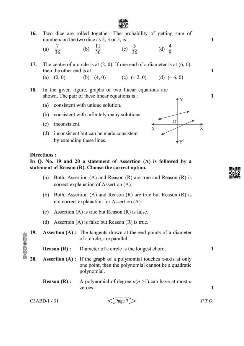 Class 10 Maths Standard Question Paper 2024 (PDF) - Download 10th ...