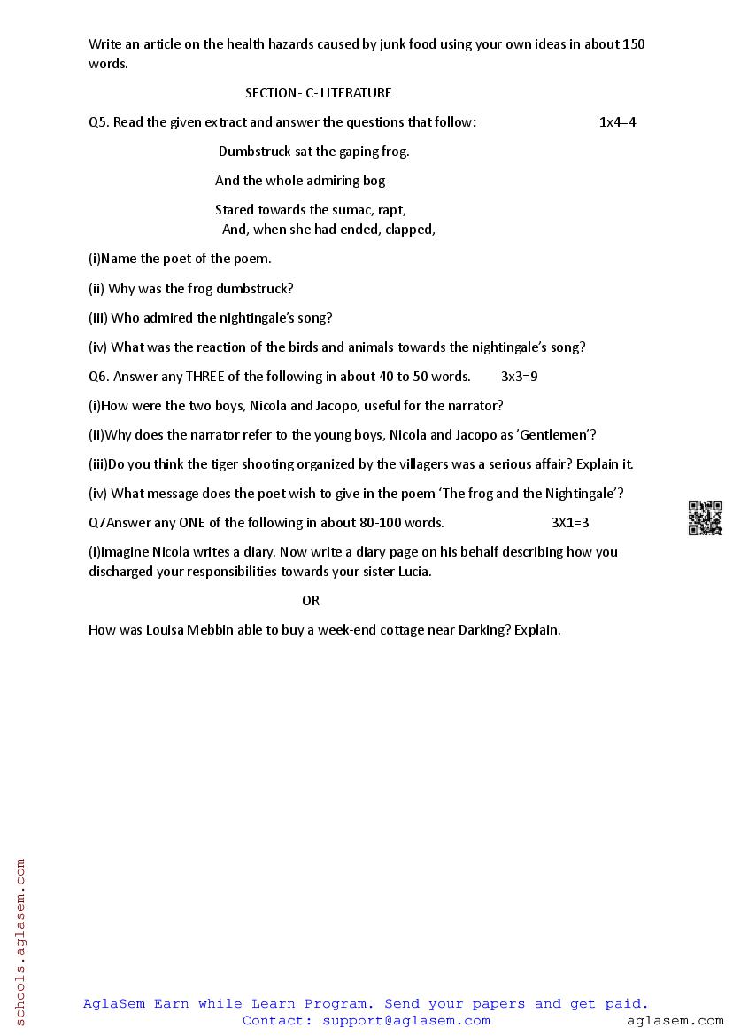 Class 10 PT 1 Question Paper English 2024-25 | Download Periodic Test 1 ...