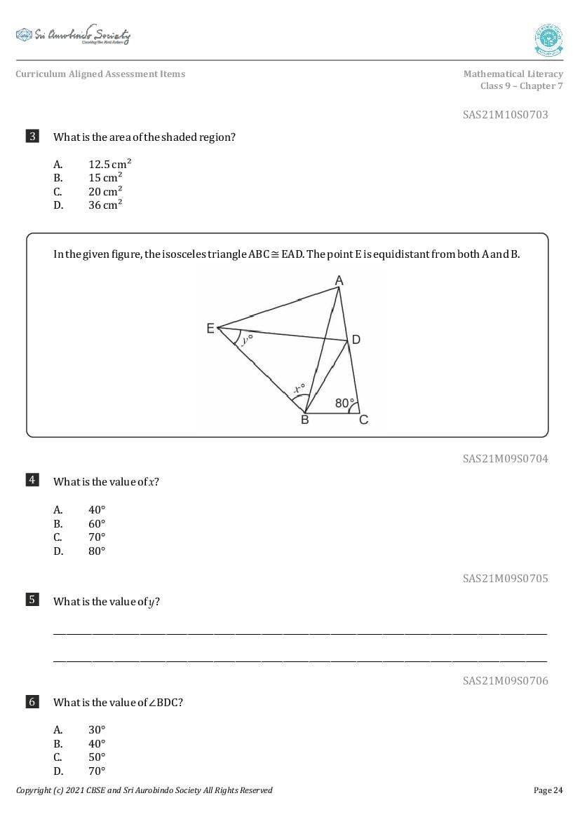 Class 9 Maths Competency Based Questions 2025 - Download PDF - AglaSem