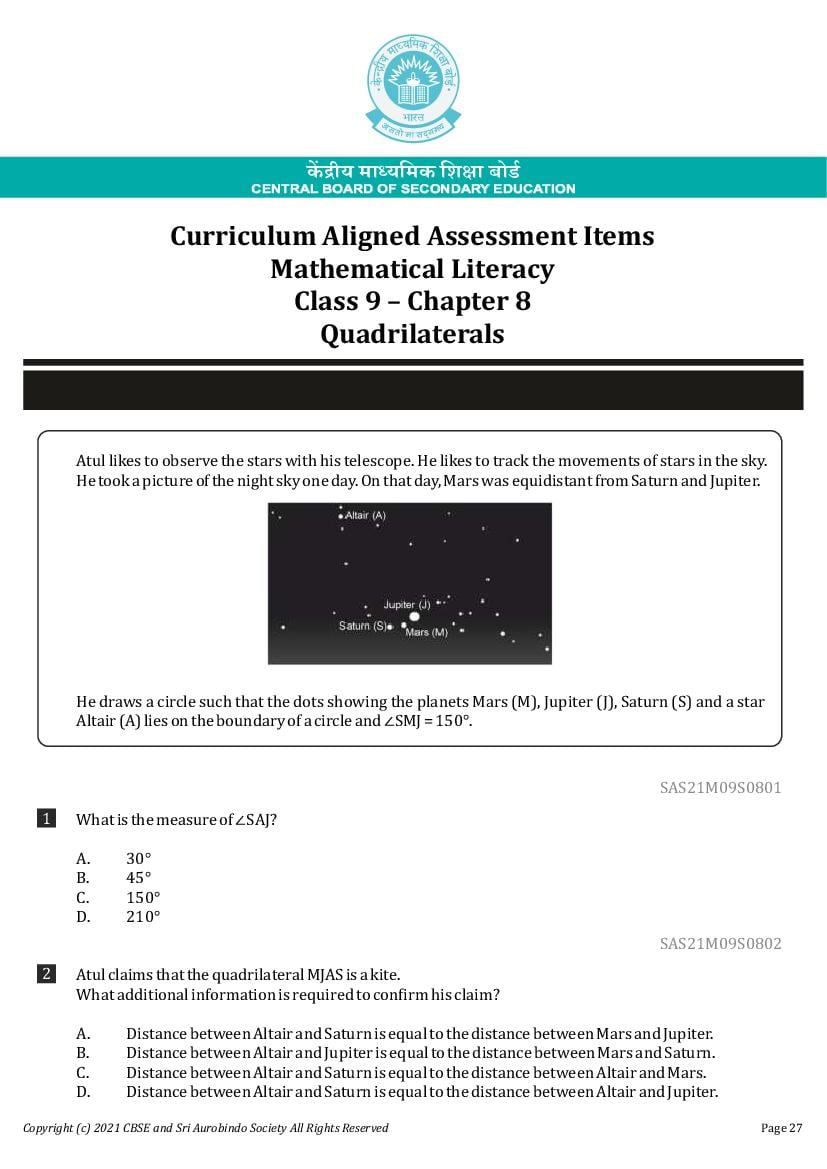 Class 9 Maths Competency Based Questions 2025 - Download PDF - AglaSem