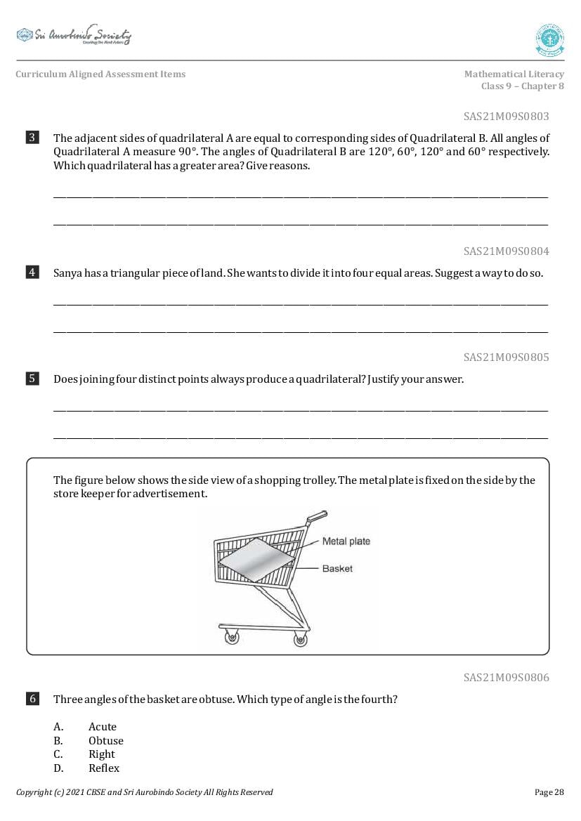 Class 9 Maths Competency Based Questions 2025 - Download PDF - AglaSem