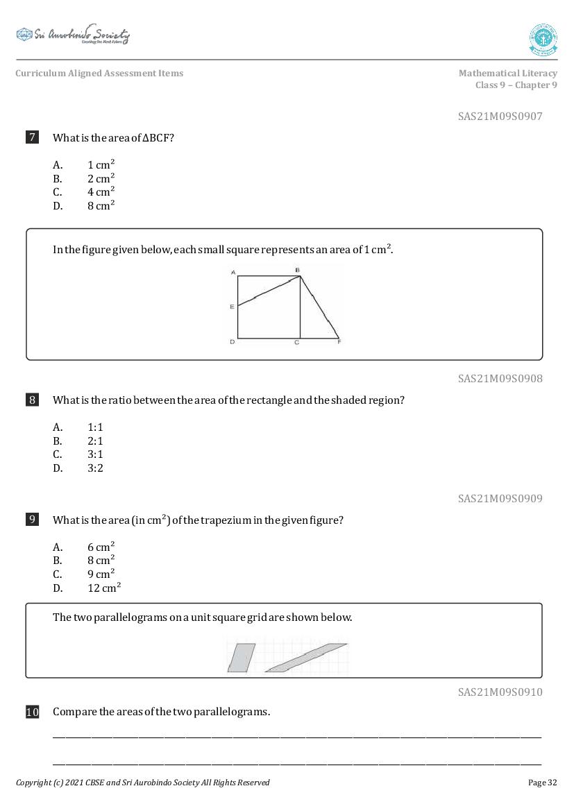 Class 9 Maths Competency Based Questions 2025 - Download PDF - AglaSem