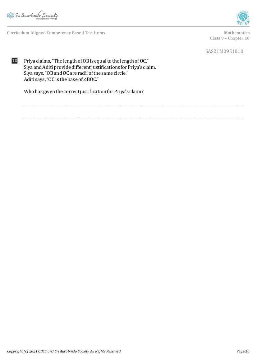 Class 9 Maths Competency Based Questions 2025 - Download PDF - AglaSem