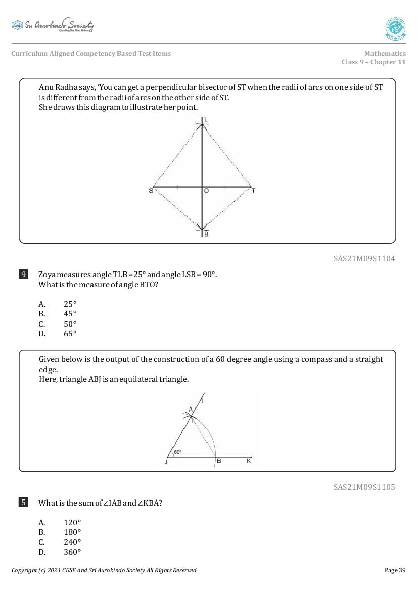 Class 9 Maths Competency Based Questions 2025 - Download PDF - AglaSem