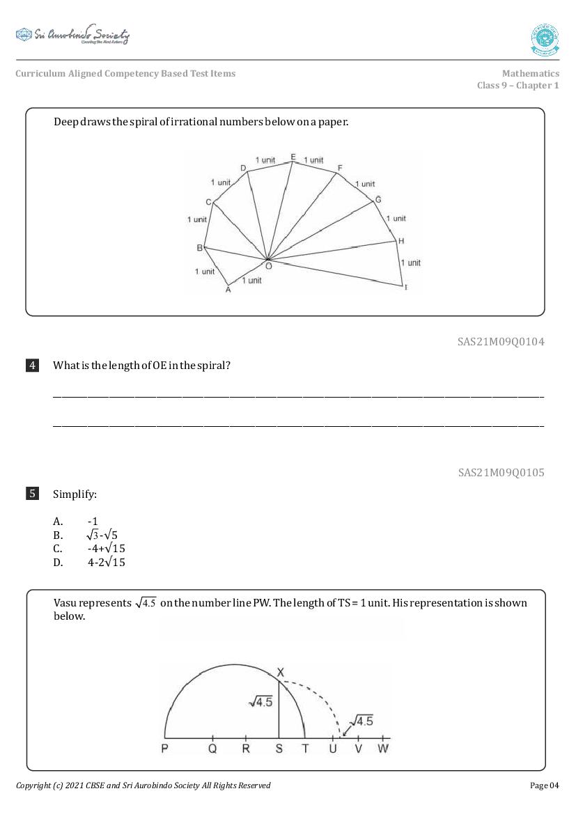 Class 9 Maths Competency Based Questions 2025 - Download PDF - AglaSem