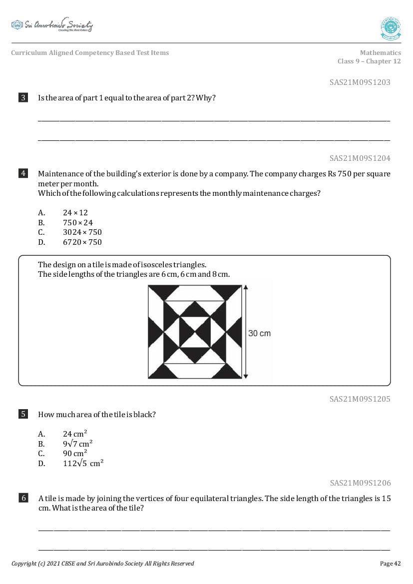 Class 9 Maths Competency Based Questions 2025 - Download PDF - AglaSem