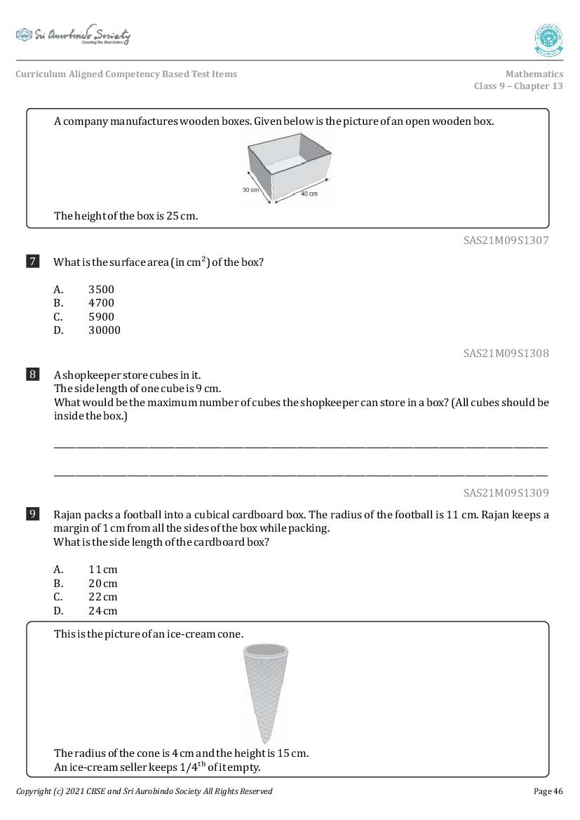 Class 9 Maths Competency Based Questions 2025 - Download PDF - AglaSem