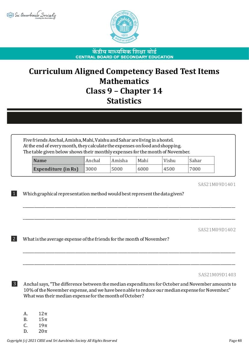 Class 9 Maths Competency Based Questions 2025 - Download PDF - AglaSem