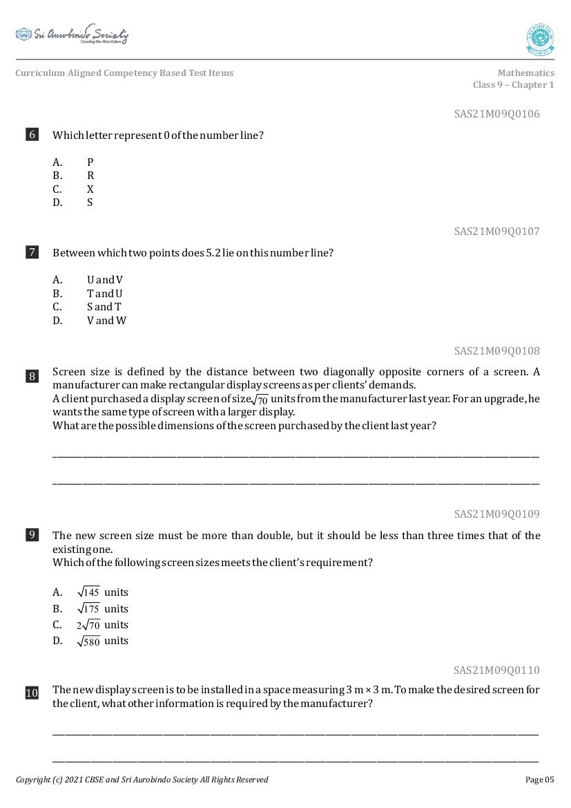Class 9 Maths Competency Based Questions 2025 - Download PDF - AglaSem