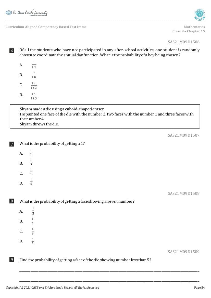 Class 9 Maths Competency Based Questions 2025 - Download PDF - AglaSem