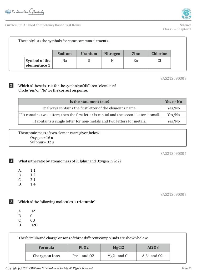 Class 9 Science Competency Based Questions 2025 - Download PDF - AglaSem