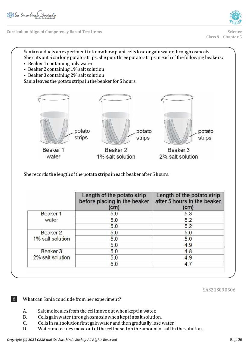 Class 9 Science Competency Based Questions 2025 - Download PDF - AglaSem