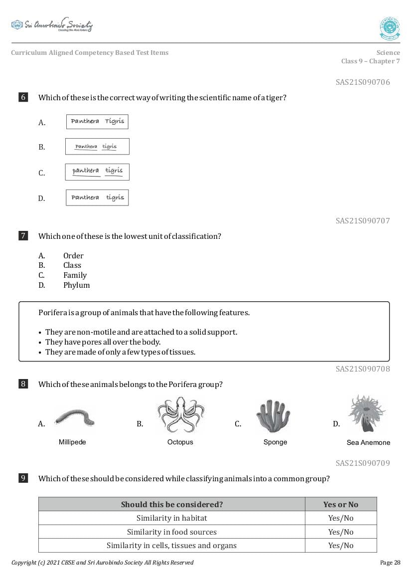 Class 9 Science Competency Based Questions 2025 - Download PDF - AglaSem