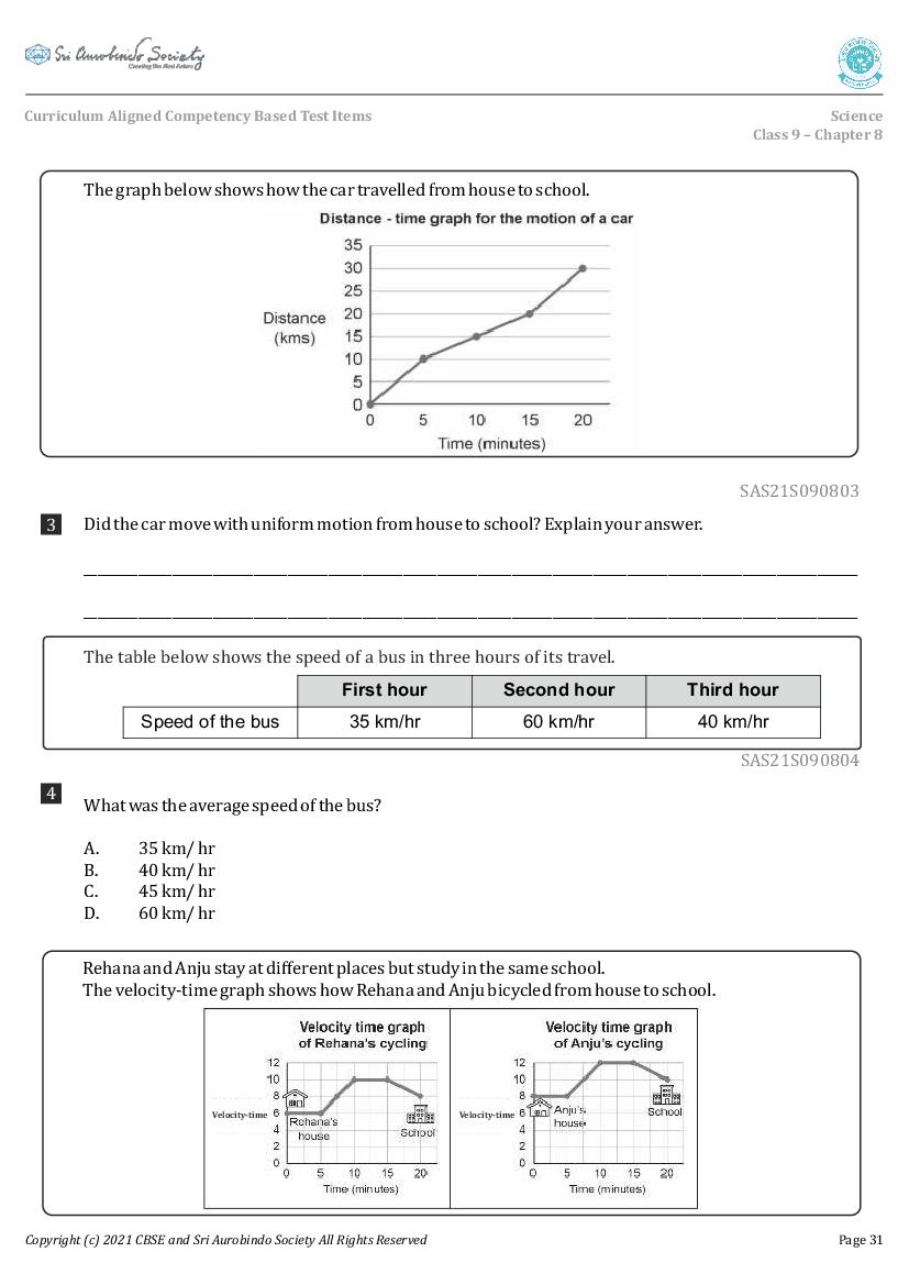 Class 9 Science Competency Based Questions 2025 - Download PDF - AglaSem