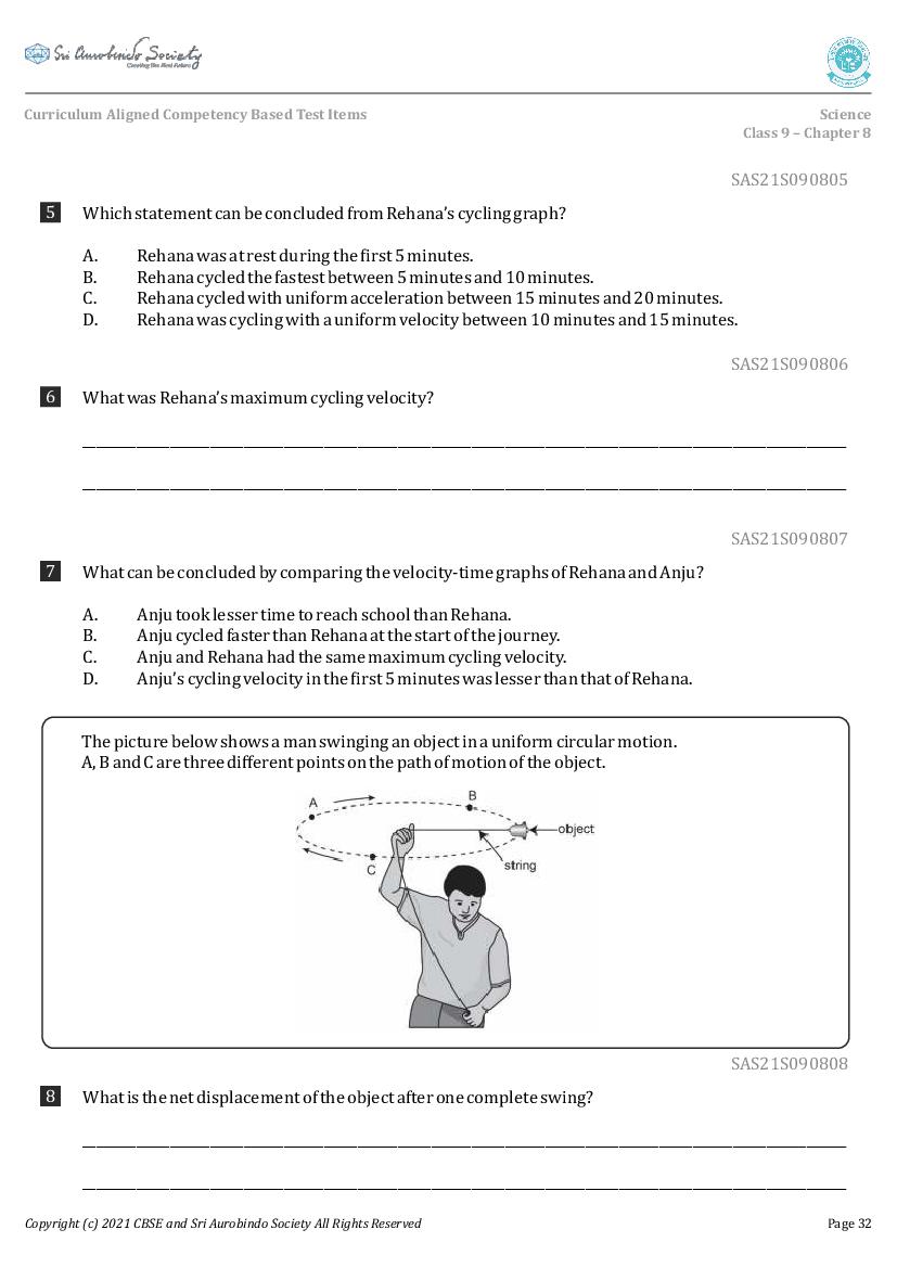 Class 9 Science Competency Based Questions 2025 - Download PDF - AglaSem