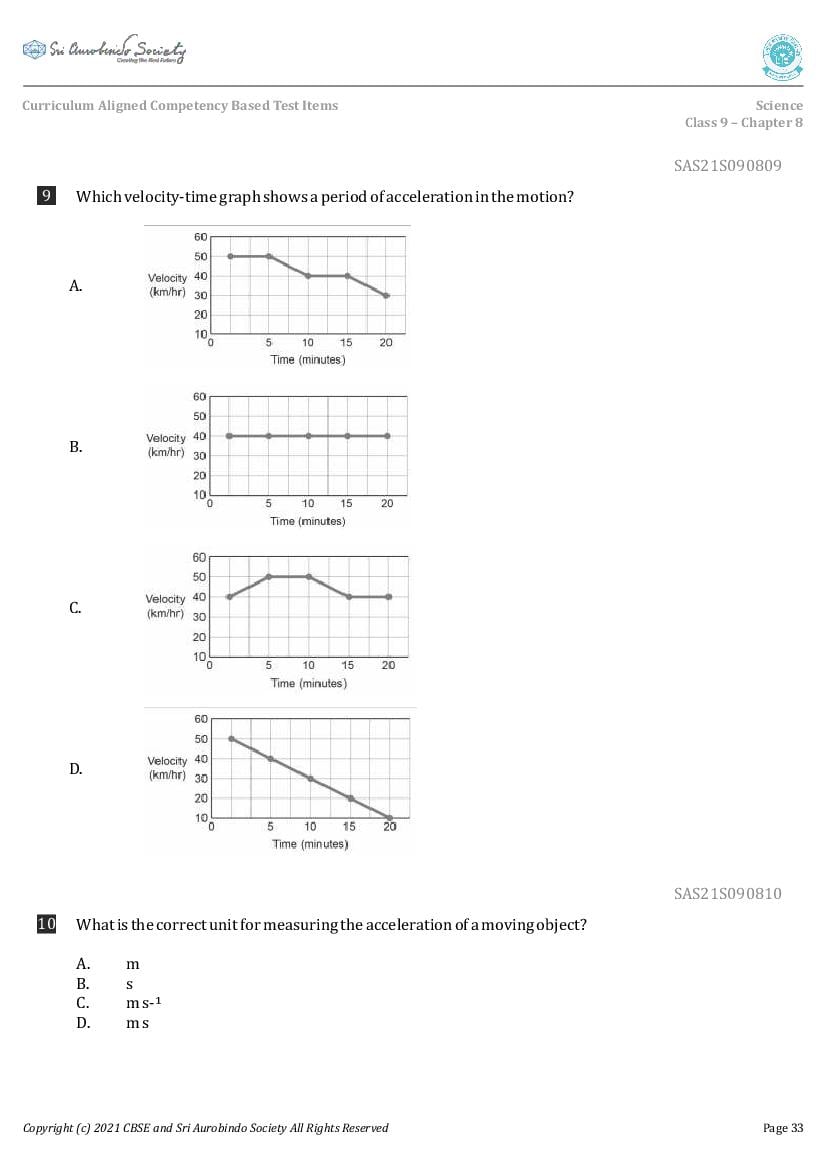 Class 9 Science Competency Based Questions 2025 - Download PDF - AglaSem