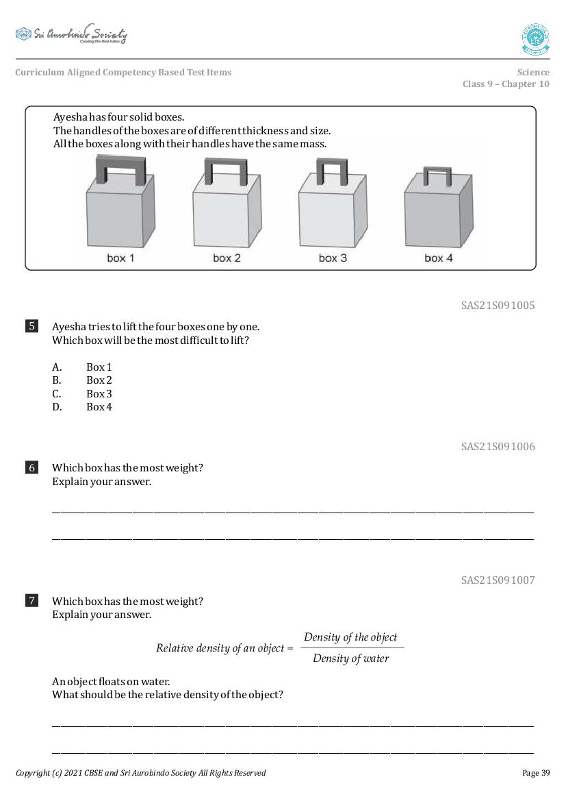 Class 9 Science Competency Based Questions 2025 - Download PDF - AglaSem