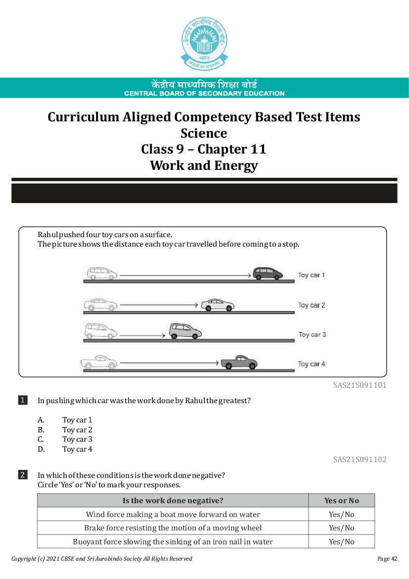 Class 9 Science Competency Based Questions 2025 - Download PDF - AglaSem
