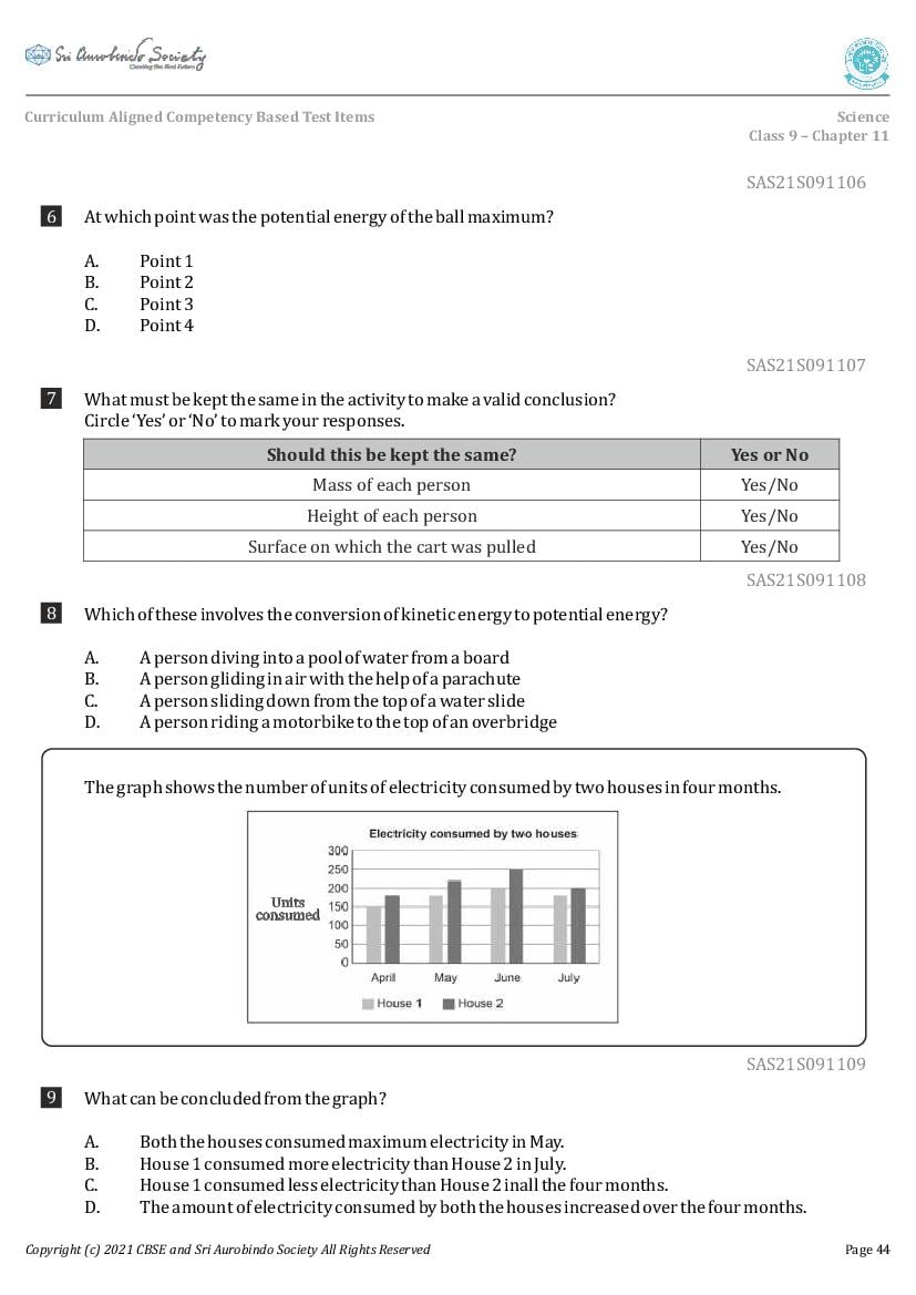 Class 9 Science Competency Based Questions 2025 - Download PDF - AglaSem