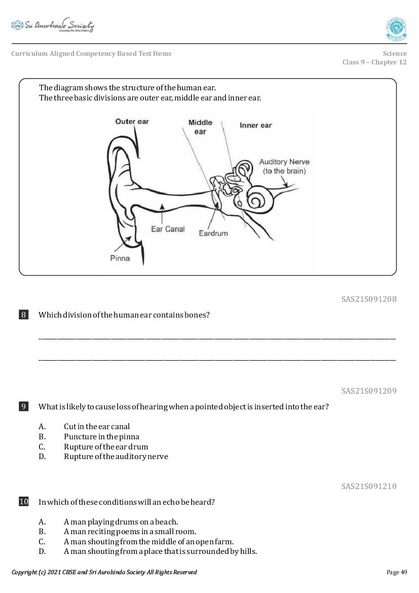 Class 9 Science Competency Based Questions 2025 - Download PDF - AglaSem