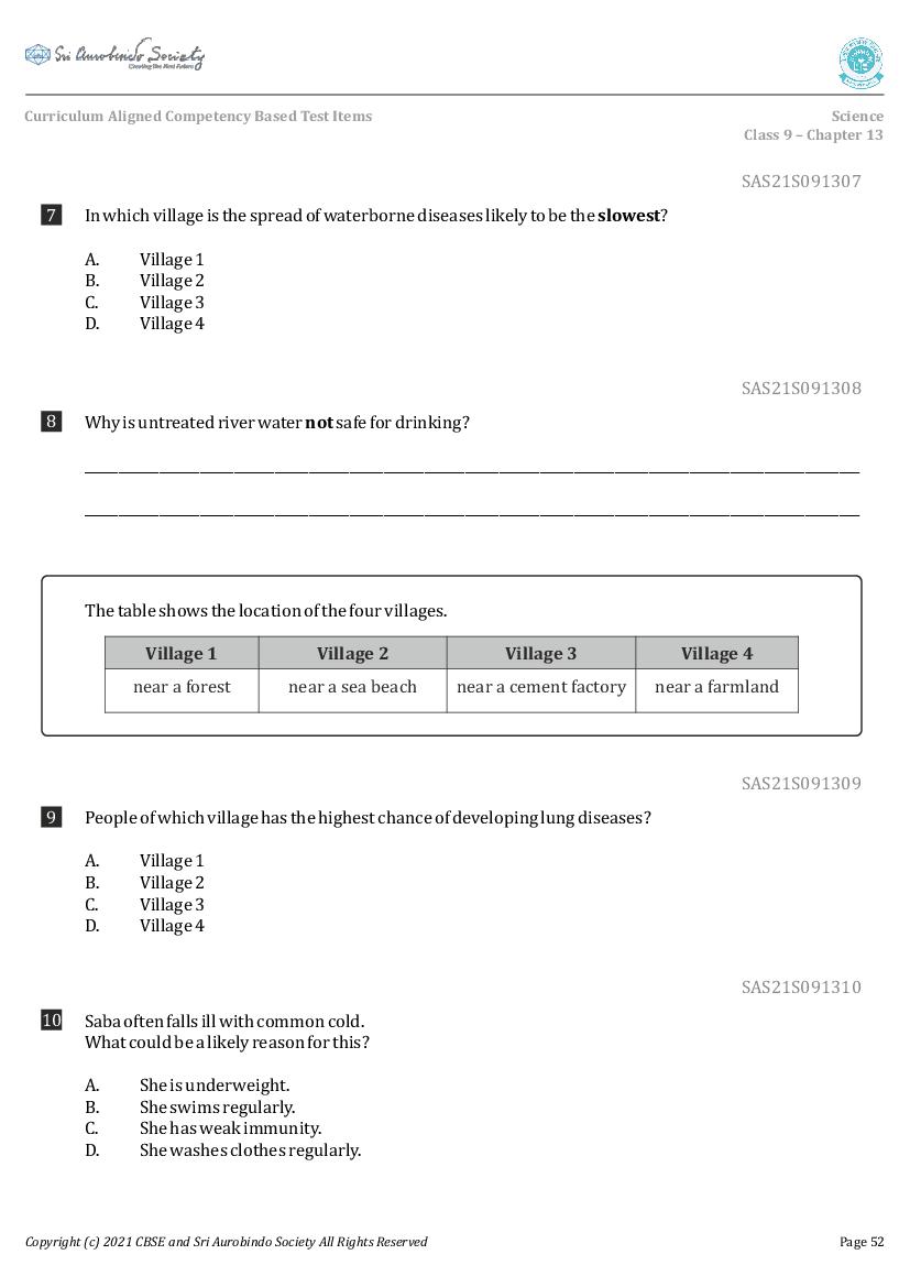 Class 9 Science Competency Based Questions 2025 - Download PDF - AglaSem