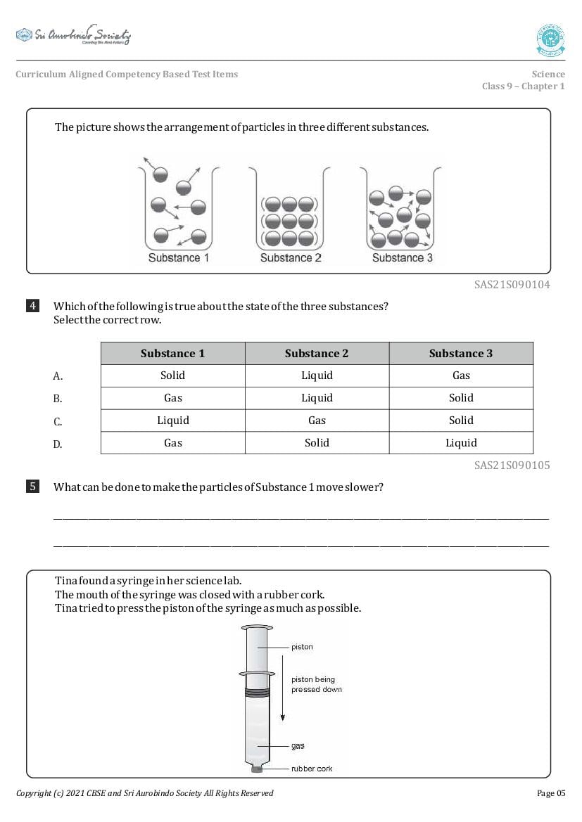 Class 9 Science Competency Based Questions 2025 - Download PDF - AglaSem