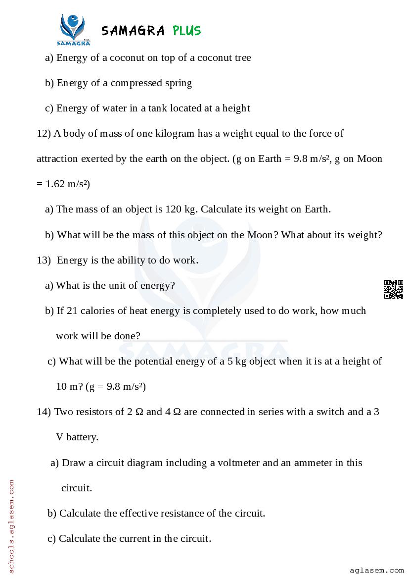 Kerala 9th Class Physics Model Paper 2025 (PDF) - Kerala Class 9 Physics Sample Question Paper ...