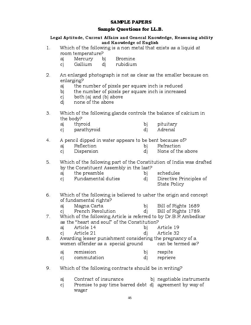 PU LLB 2025 Sample Paper AglaSem Admission PU LLB 2025 Sample Paper AglaSem Admission