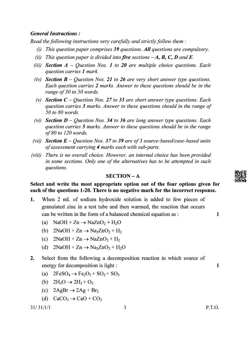 Class 10 Science Question Paper 2024 (PDF) - Download 10th Annual Exam ...