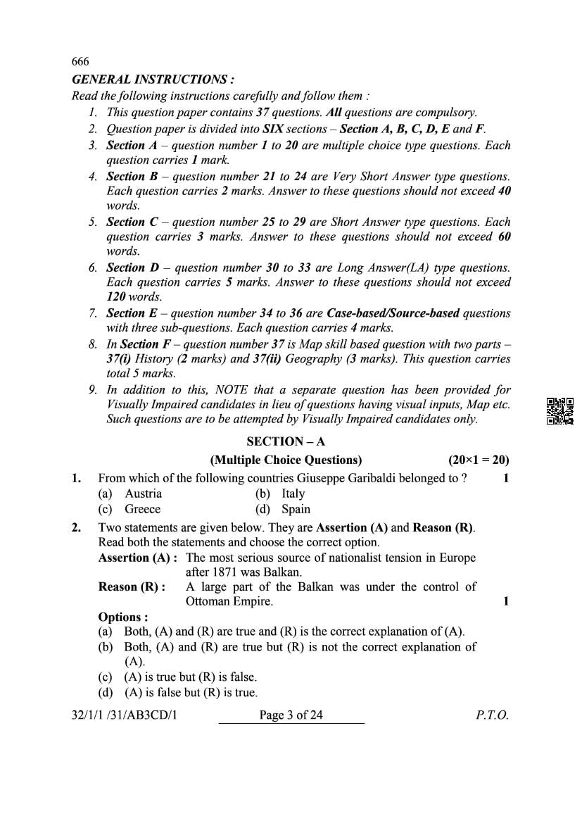 Class 10 Social Science Question Paper 2024 (PDF) - Download 10th ...