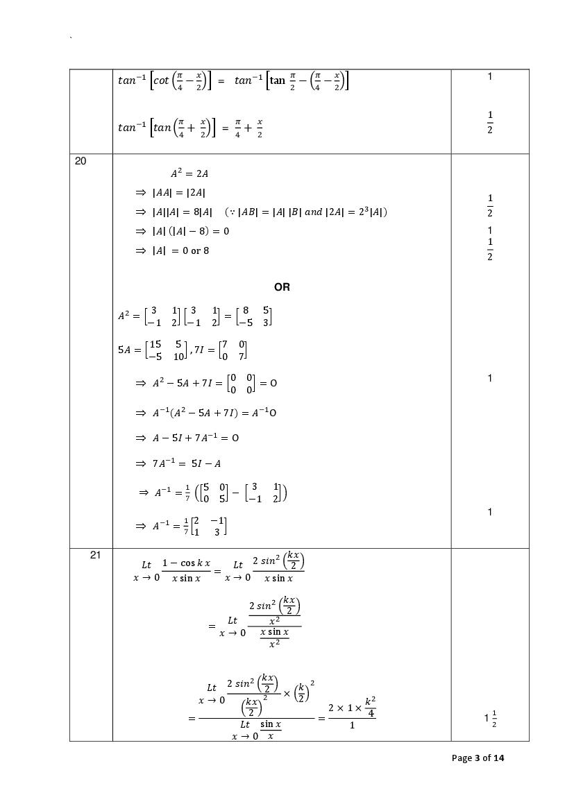 Cbse Class 12 Marking Scheme 2021 For Maths CBSE Class 12 Applied Math