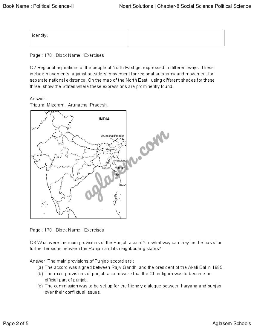 NCERT Solutions For Class 12 Political Science Chapter 7 Regional