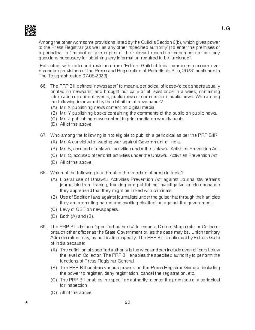 CLAT Question Paper 2024 Download Links: UG and PG Papers - AglaSem Admission