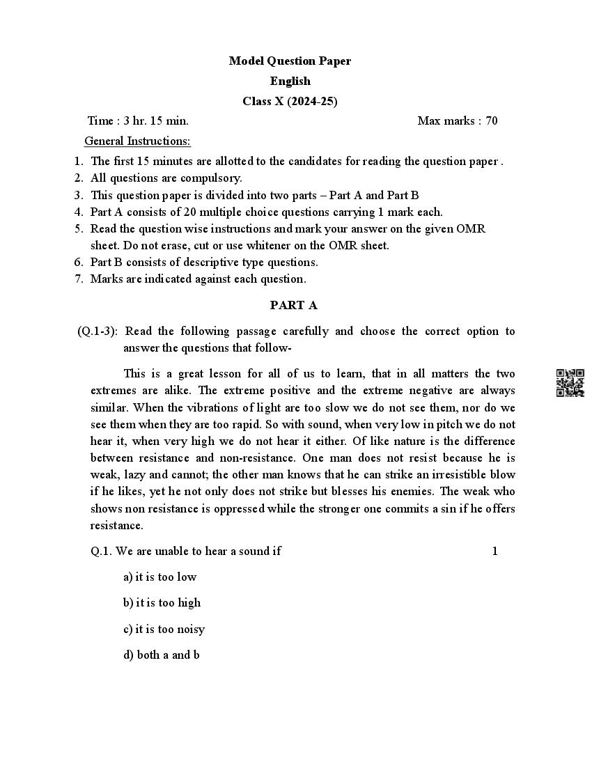 UP Board Class 10 English Model Paper 2025 PDF Download Here UP Board Class 10 English Model Paper 2025 PDF Download Here