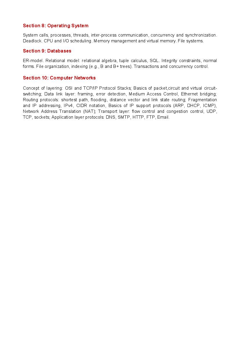 GATE Syllabus For Computer Science And Information Technology CS 2023