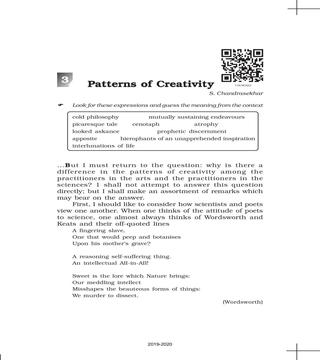 NCERT Book Class 11 English (Woven Words) Essay 3 Patterns of Creativity