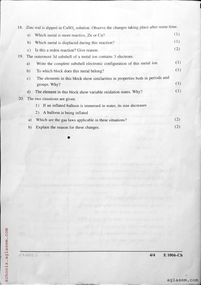 Class 10 Chemistry Onam Exam Question Paper 2023 PDF Kerala Std 10 Class 10 Chemistry Onam Exam Question Paper 2023 PDF Kerala Std 10