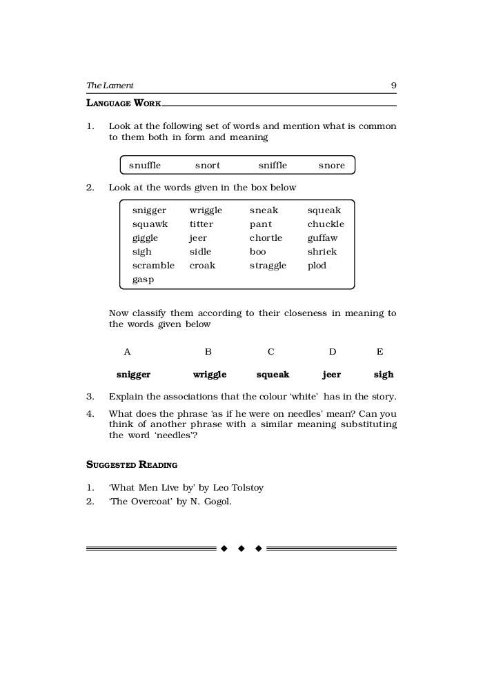 NCERT Book Class 11 English Chapter 1 The Lament PDF 