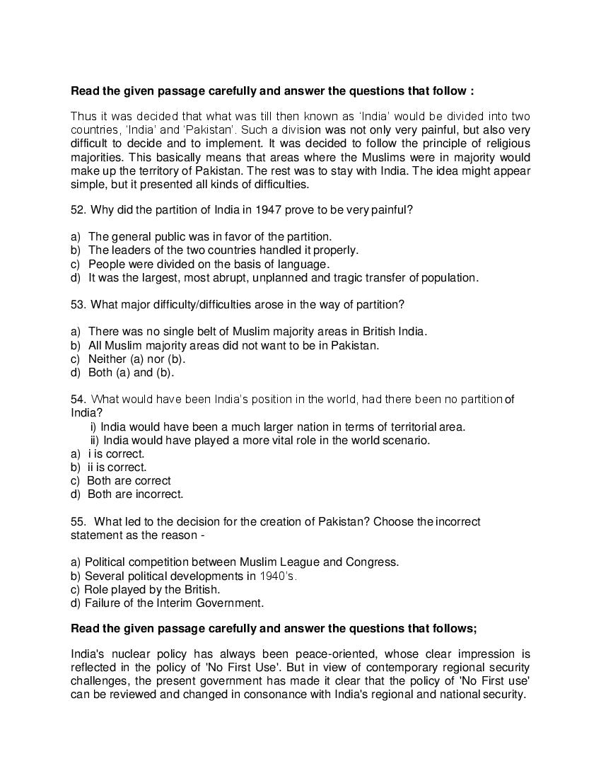 CBSE Sample Paper 2022 Class 12 Political Science - Term 1 PDF Download