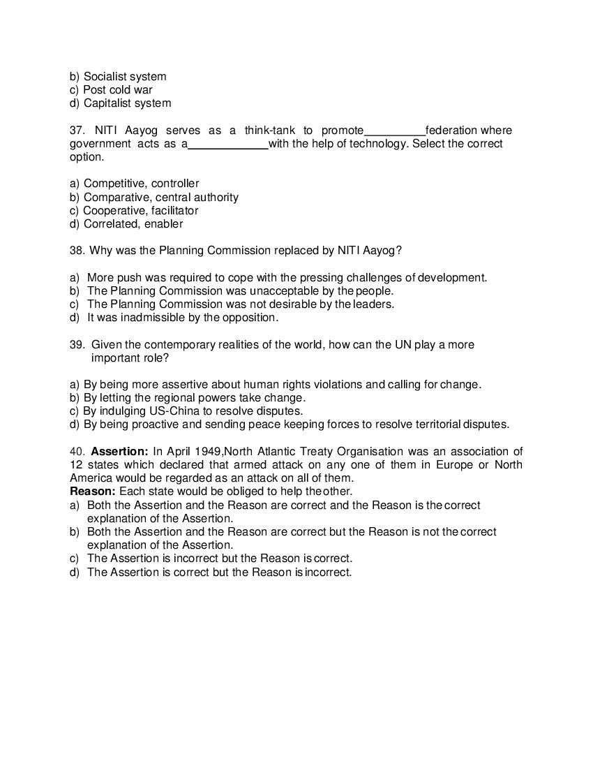 CBSE Sample Paper 2022 Class 12 Political Science - Term 1 PDF Download