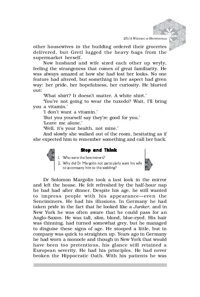 NCERT Book Class 12 English Chapter 3 A Wedding In Brownsville PDF 
