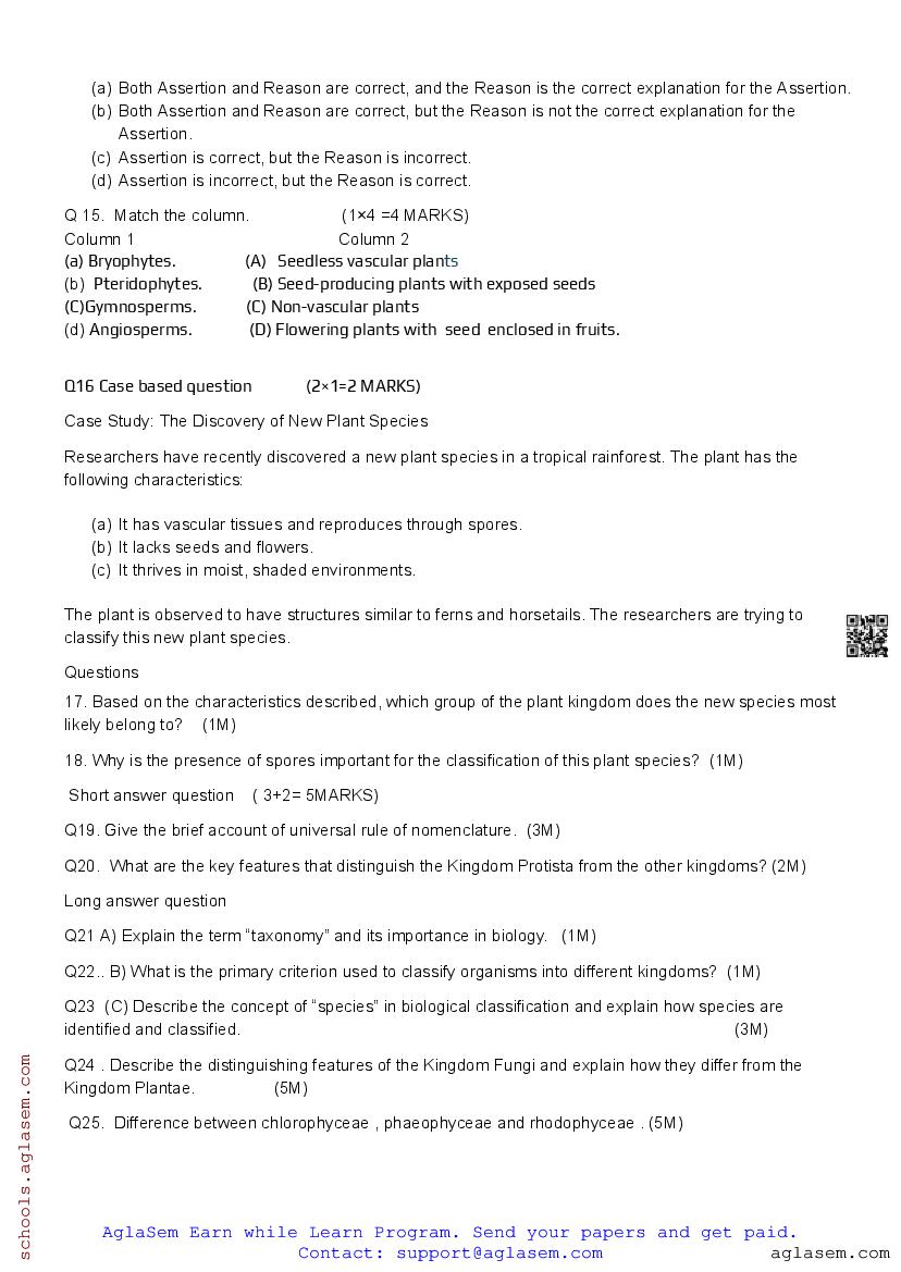 Class 11 PT 1 Question Paper Biology 2024-25 | Download Periodic Test 1 ...