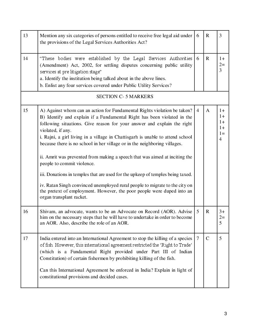 CBSE Sample Paper 2022 Class 12 Legal Studies - Term 2, Term 1 PDF Download