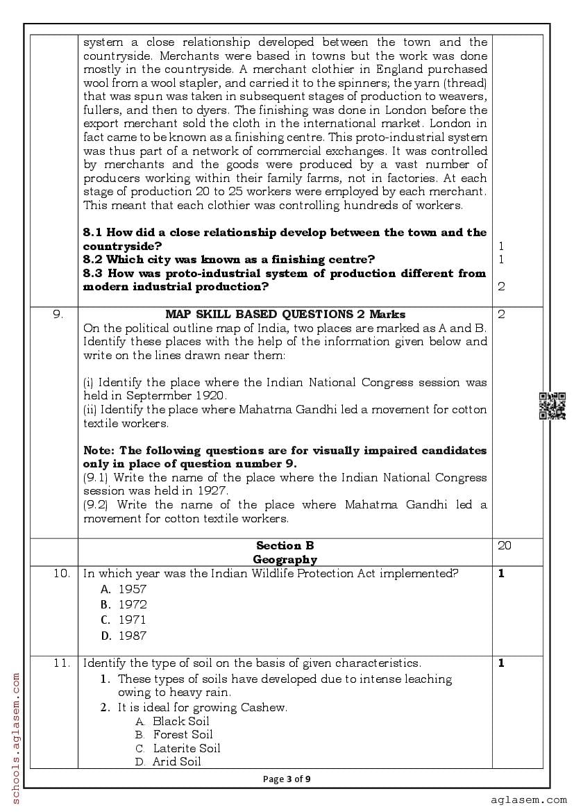 Class 10 Social Science Mid Term Sample Paper 2025 PDF | Download PT1 / Term 1 Practice Paper ...